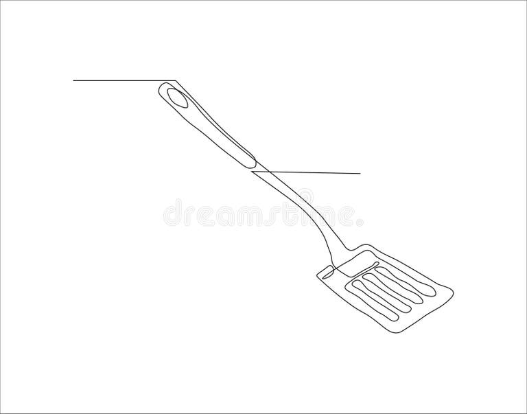 Continuous Line Drawing of Spatula. One Line of Spatula. Kitchen Tool ...
