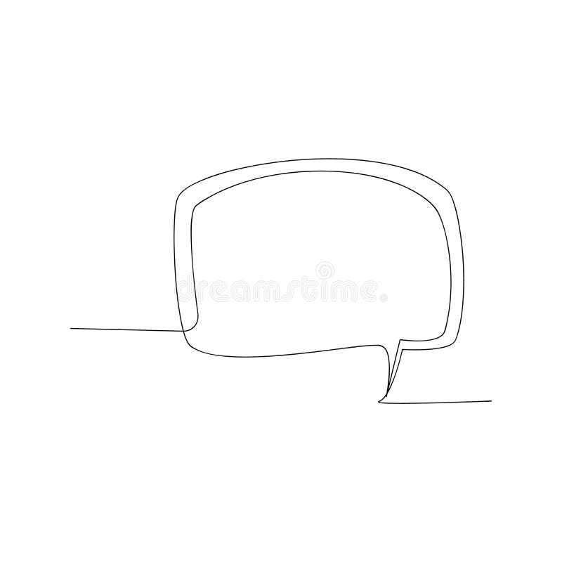 Continuous Line Drawing of Speech Bubble. Isolated Sketch Drawing of ...