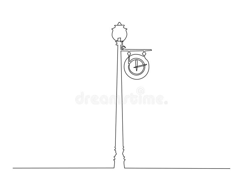 Continuous Line Drawing of Spotlight Street Light. One Line of Street ...