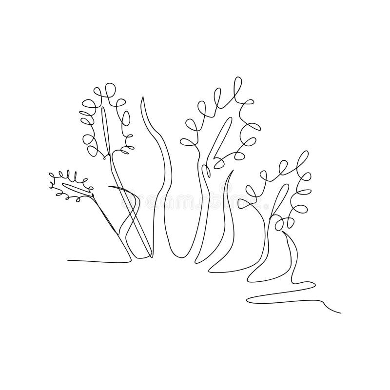 Continuous Line Drawing of Spring Flowers. Isolated Sketch Drawing of ...
