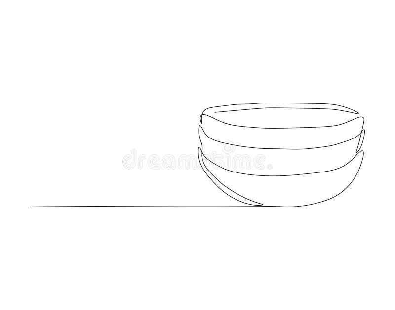 Continuous Line Drawing of Stack of Bowls. One Line of Bowls. Bowls ...
