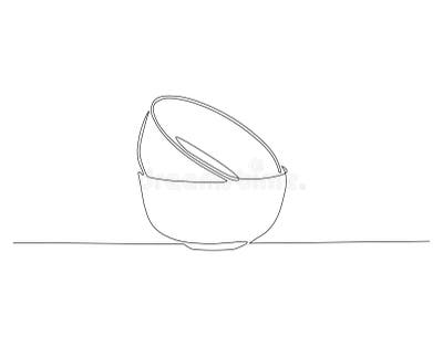 Continuous Line Drawing of Stack of Bowls. One Line of Bowls. Bowls ...