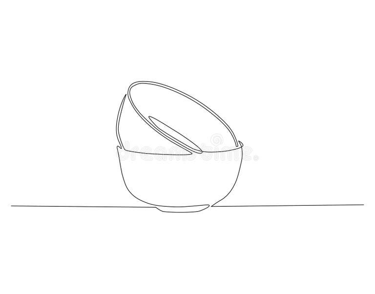 Continuous Line Drawing of Stack of Bowls. One Line of Bowls. Bowls ...