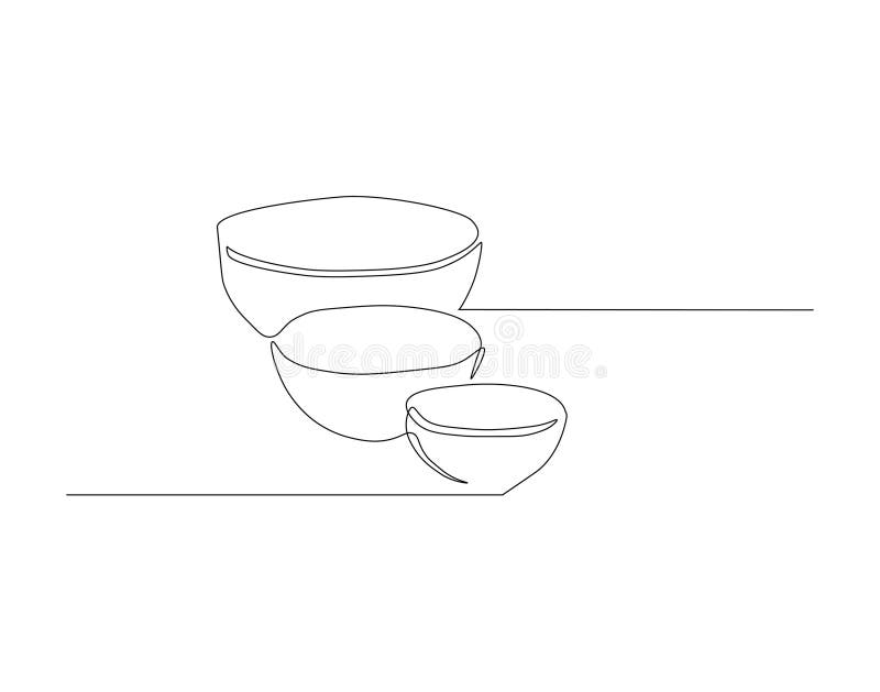 Continuous Line Drawing of Stack of Bowls. One Line of Bowls. Bowls ...
