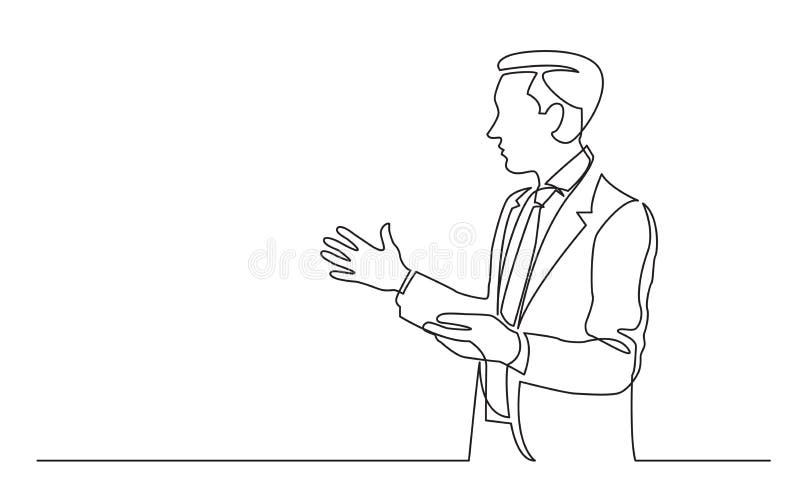 Continuous Line Drawing of Standing Businessman Showing with His Hands ... Continuous Line Drawing of Standing Businessman Showing with His Hands ...