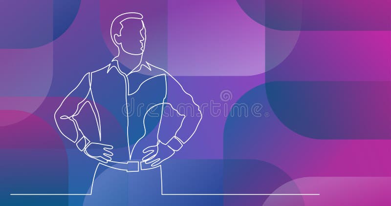 Continuous Line Drawing of Standing Confident Man Stock Vector ...