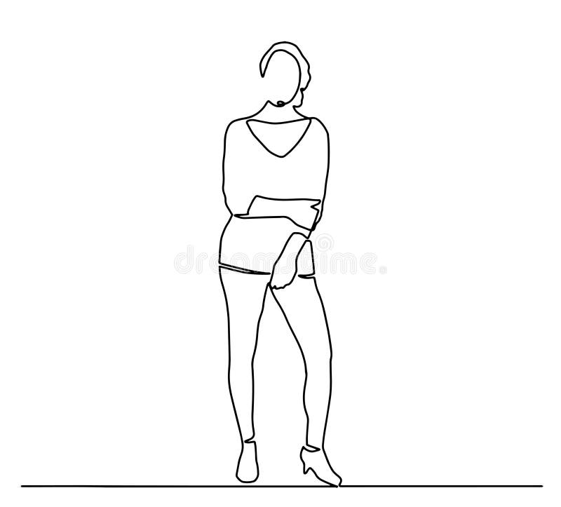 Continuous Line Drawing of Standing Confident Woman. Continuous Line ... Continuous Line Drawing of Standing Confident Woman. Continuous Line ...