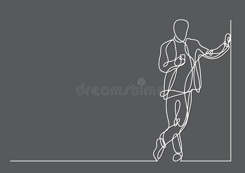 Continuous Line Drawing of Standing Man with Cell Phone Stock Vector ... Continuous Line Drawing of Standing Man with Cell Phone Stock Vector ...