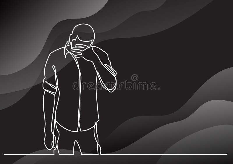 Continuous Line Drawing of Standing Man in Despair Stock Vector ...
