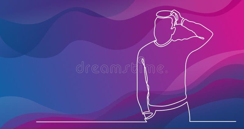 Continuous Line Drawing of Standing Man in Difficult Situation Stock ...