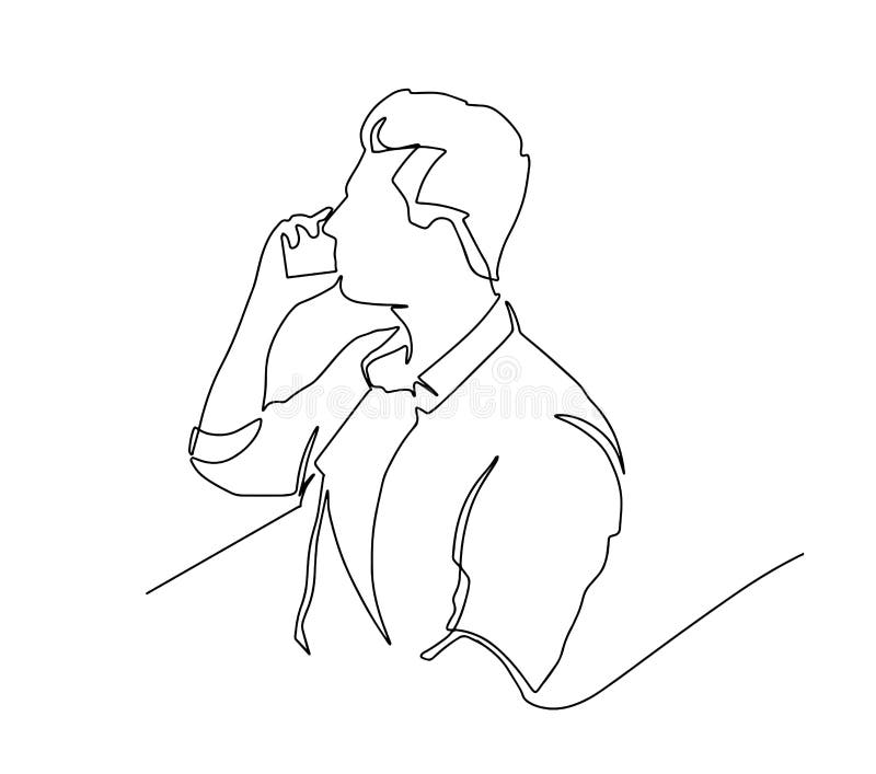 Standing Man Emotionally Gesturing One Line Drawing Stock Vector