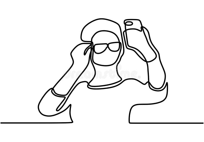 Man Phone Continuous Line Drawing Stock Illustrations – 661 Man Phone ...