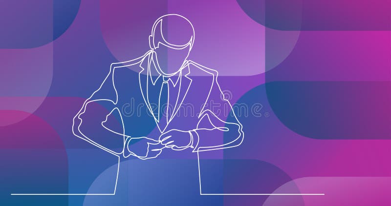 Continuous Line Drawing of Standing Man Testing New Suit Stock Vector ...