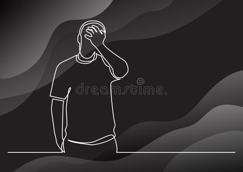 Continuous Line Drawing of Standing Upset Man Stock Vector ... Continuous Line Drawing of Standing Upset Man Stock Vector ...