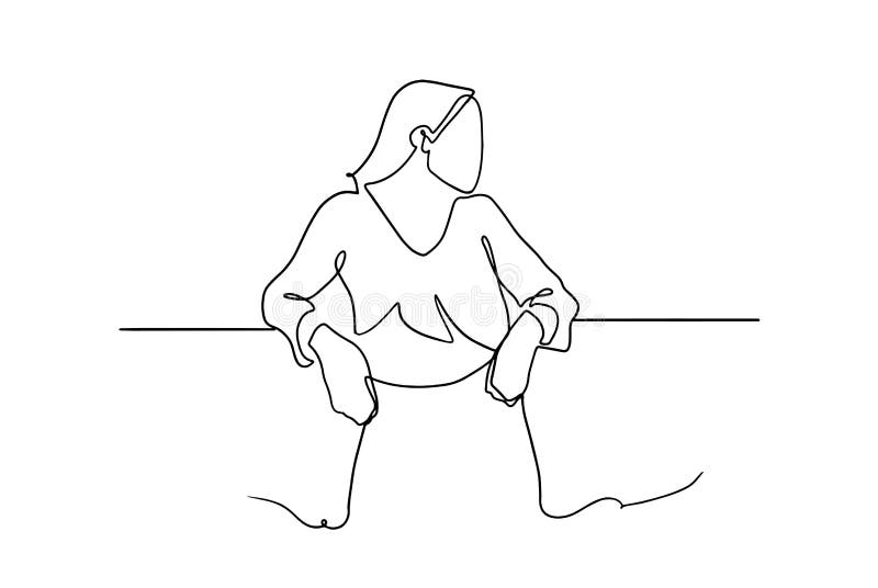 Continuous Line Drawing of Standing Woman. Continuous Line Drawing of ...