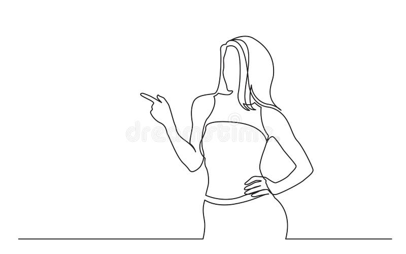 Continuous Line Drawing of Standing Woman Pointing with Finger Stock ... Continuous Line Drawing of Standing Woman Pointing with Finger Stock ...