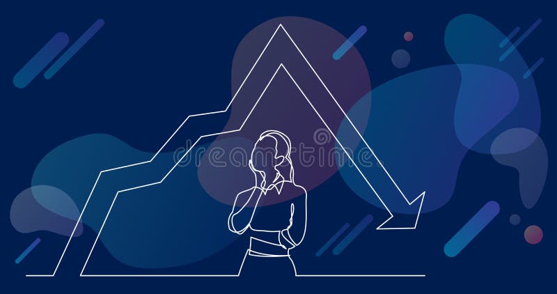 Continuous Line Drawing of Standing Woman Thinking about Decreasing ...