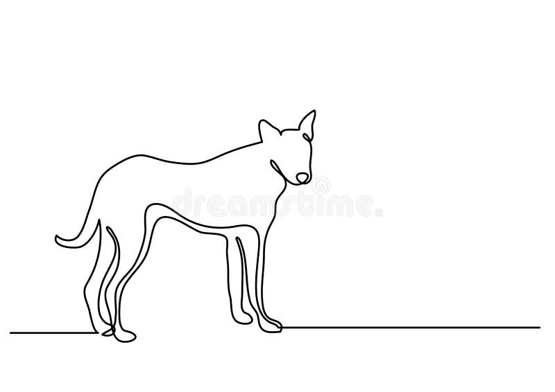 Continuous Line Drawing of Standing Young Dog Stock Vector ...