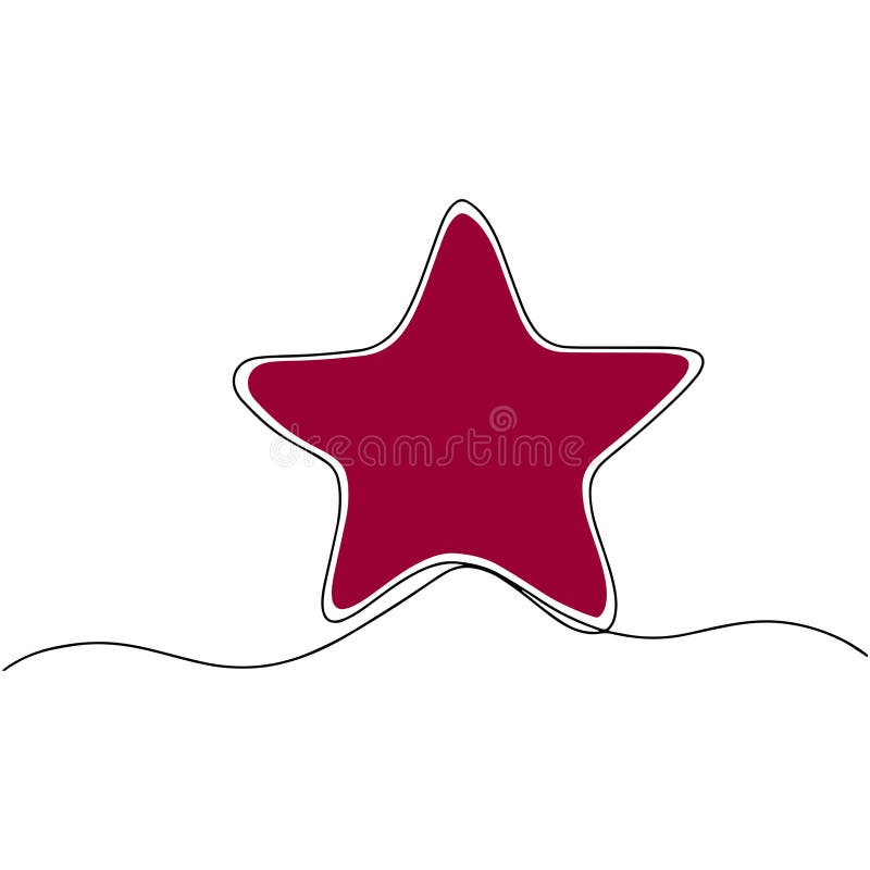 Continuous Line Drawing of Star, Black and White Minimalistic Linear ...