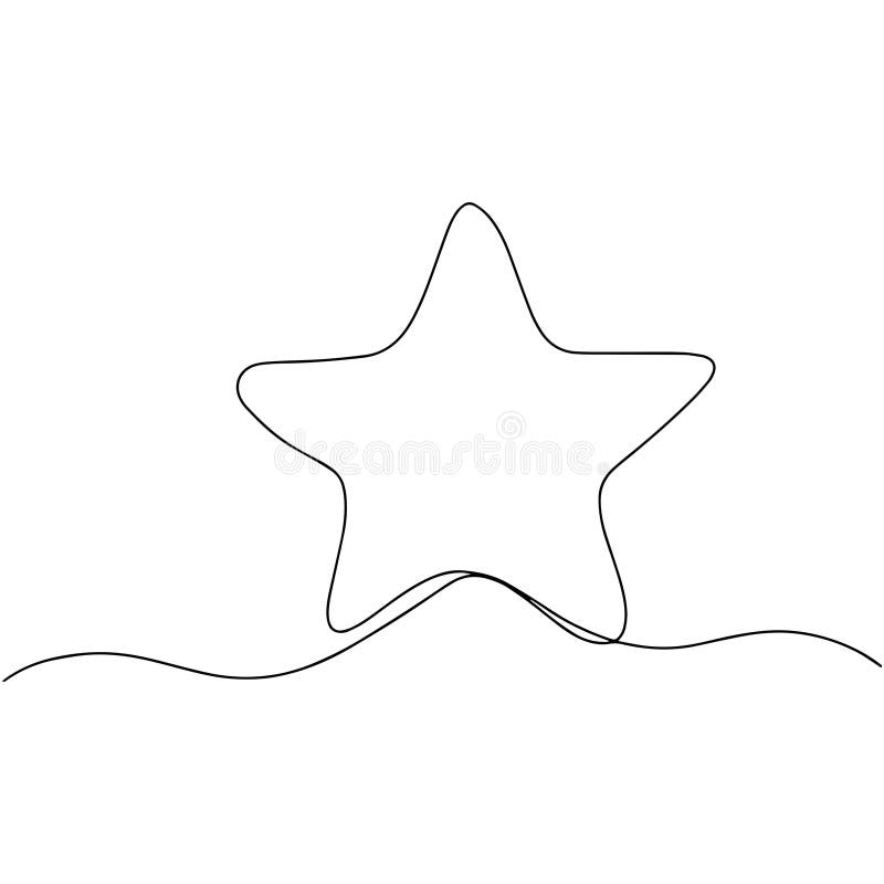 Continuous Line Drawing of Star, Black and White Minimalistic Linear ...
