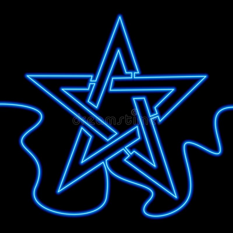 Continuous Line Drawing Star Blue Neon Concept Stock Vector ...