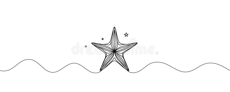 Continuous Line Drawing of Starfish. One Line of Starfish. Graphic ...