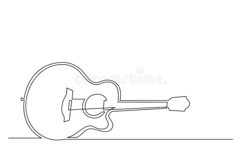 Continuous Line Drawing of Steel String Acoustic Guitar Stock ...