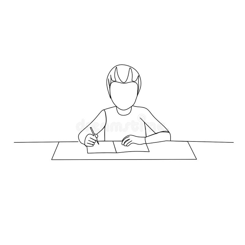 Continuous Line Drawing of Student with Book. Student Studying One Line ...