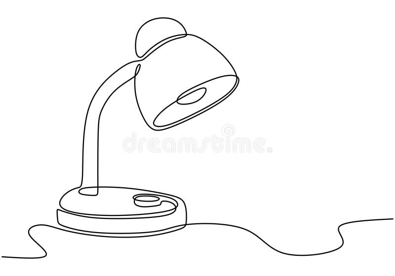 Continuous Line Drawing of a Study Lamp. Symbolizing Illumination and ...