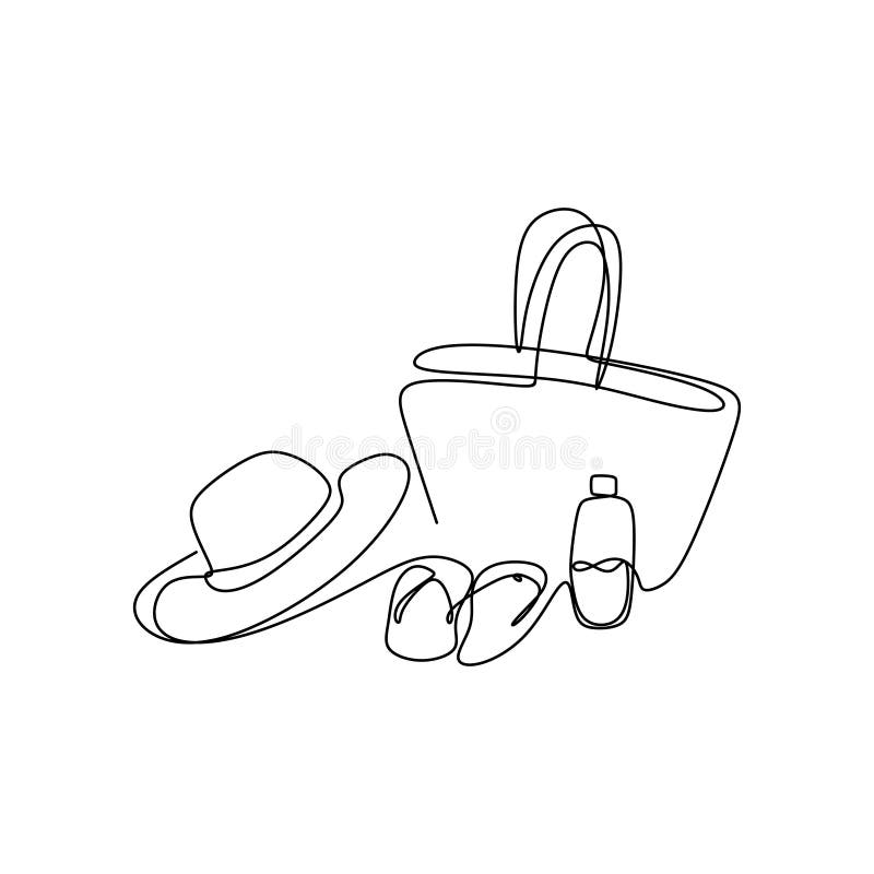 Summer One Line Drawing with Person Doing Surfing on Beach Stock Vector ...