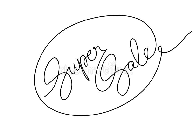 Continuous Line Drawing of Super Sale Tag Emblem or Logo Design Stock ...