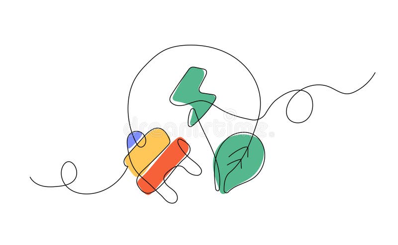 Continuous Line Drawing of Sustainability and Green Energy Concept ...