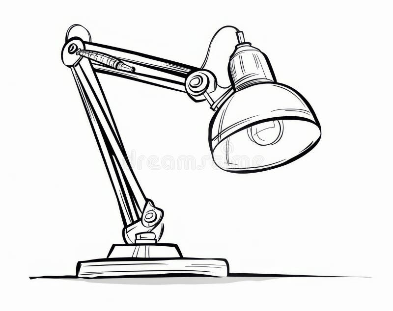 This is a Continuous Line Drawing of a Table Lamp Outline Modern ...