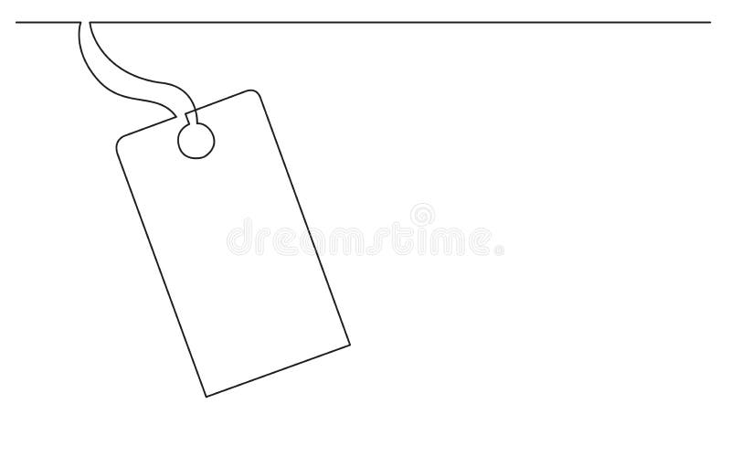 Continuous Line Drawing Of Tag Label Design Stock Vector - Illustration ...