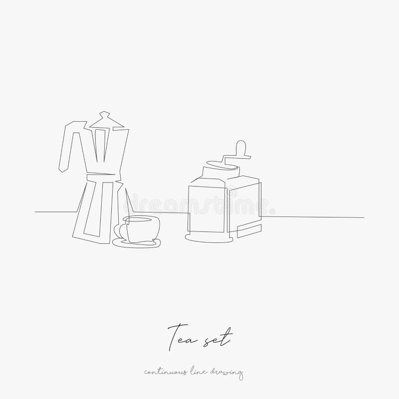 Continuous Line Drawing. Tea Set. Simple Vector Illustration. Tea Set ...