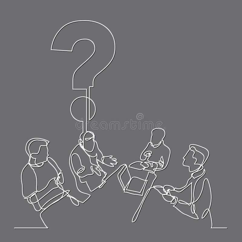 Continuous Line Drawing of Team Discussion New Question Stock Vector ...