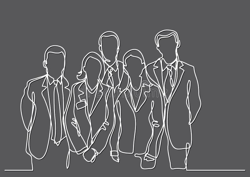Continuous Line Drawing of Team of Employees Stock Vector ...