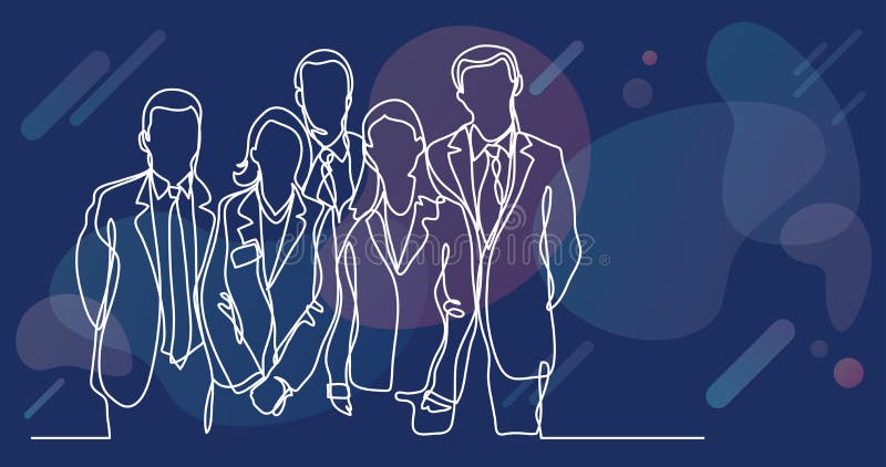 Continuous Line Drawing of Team of Employees Stock Vector ...