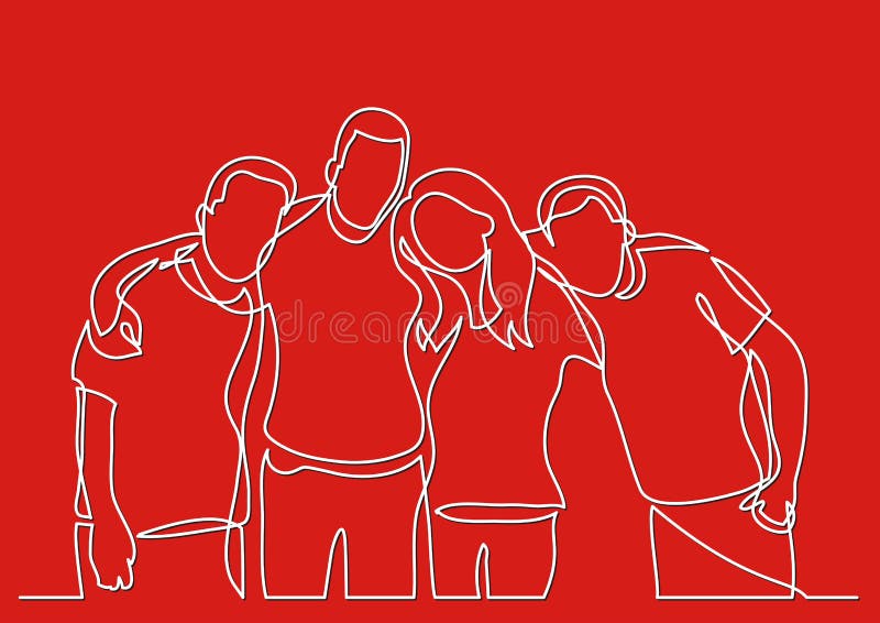 Continuous Line Drawing of Team Members Standing Together Stock Vector ... Continuous Line Drawing of Team Members Standing Together Stock Vector ...
