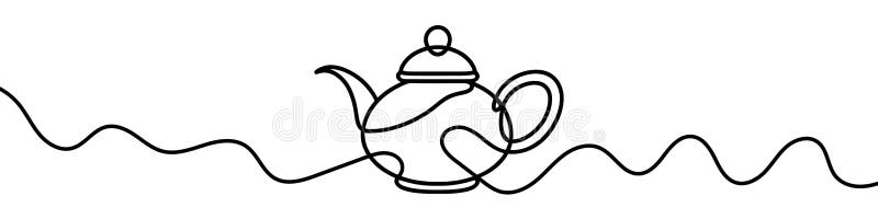Continuous Line Drawing of Teapot with Wavy Base and Lid Stock Vector ...