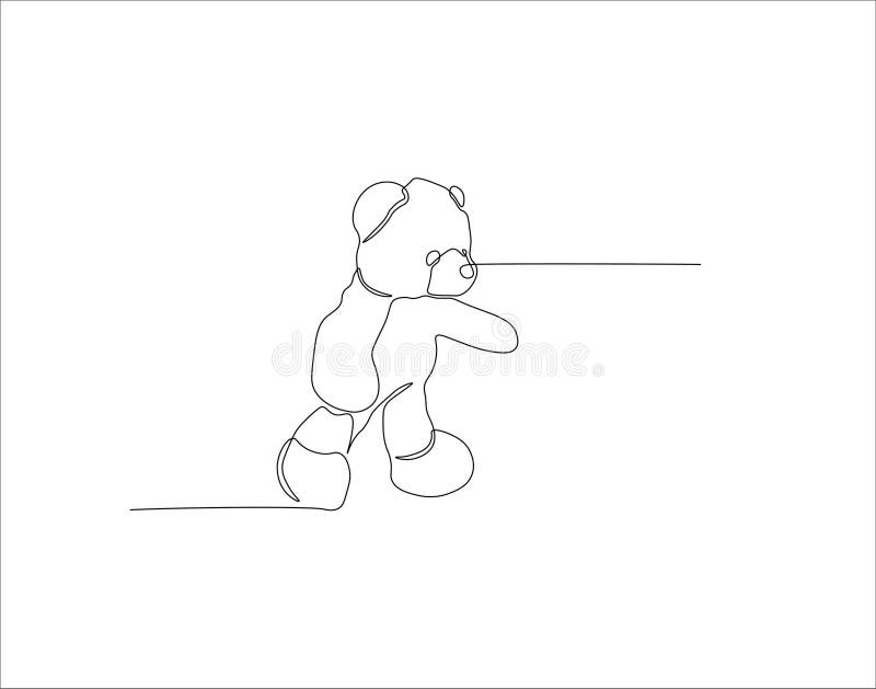 Continuous Line Drawing of Teddy Bear. One Line of Teddy Bear. Doll ...