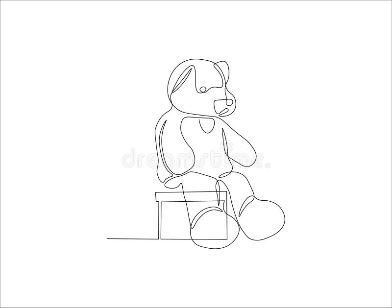 Continuous Line Drawing of Teddy Bear. One Line of Teddy Bear. Doll ...