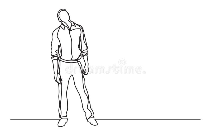 Continuous Line Drawing of Thinking Man Looking Above Stock Vector ...