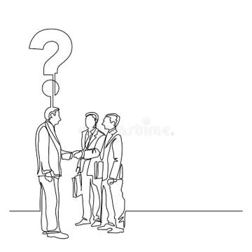 Continuous Line Drawing of Three Businessmen with a Question Stock ...