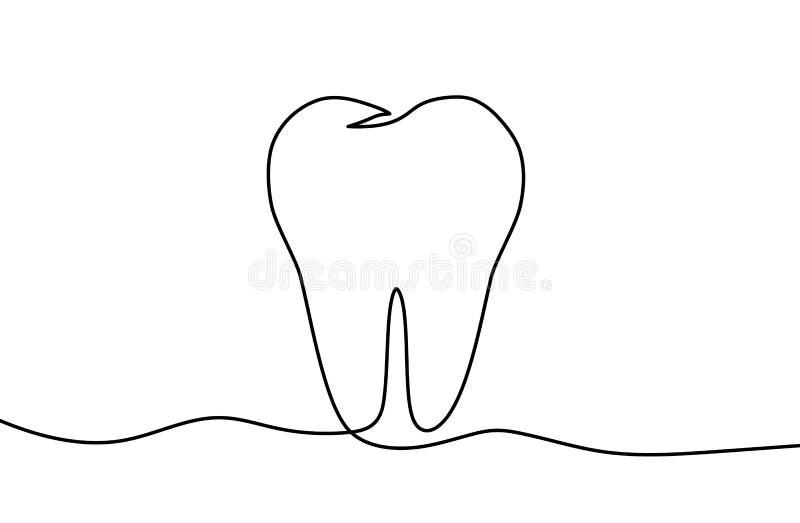 Continuous Line Drawing of Tooth. Tooth Line Icon. One Line Drawing ...