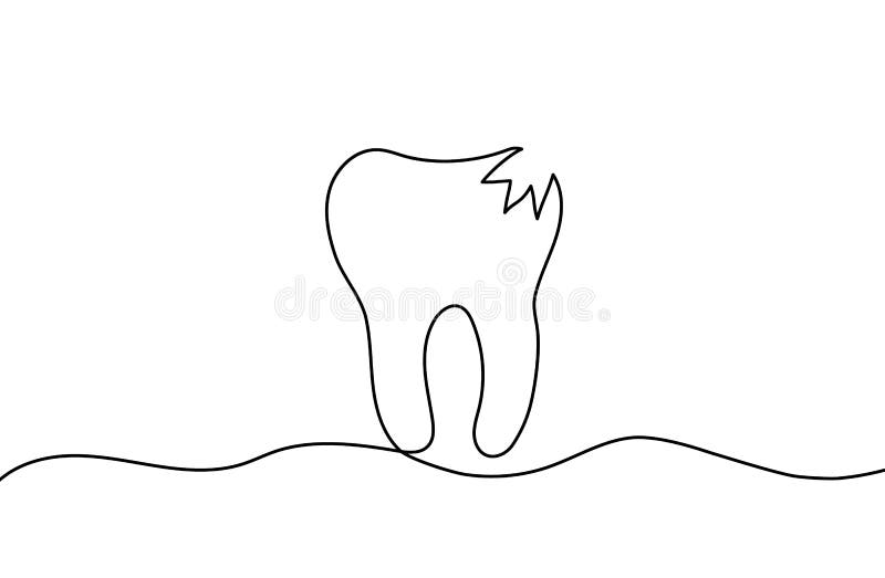 Continuous Line Drawing of Tooth. Tooth Line Icon. One Line Drawing ...