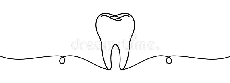Continuous Line Drawing of Tooth. Tooth Line Icon. One Line Drawing ...