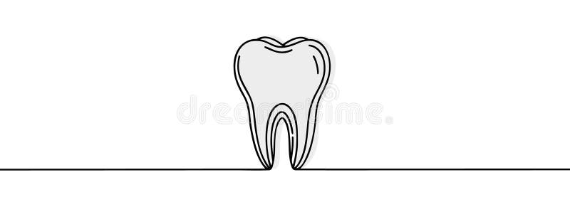 Continuous Line Drawing of Tooth. Tooth Line Icon. One Line Drawing ...
