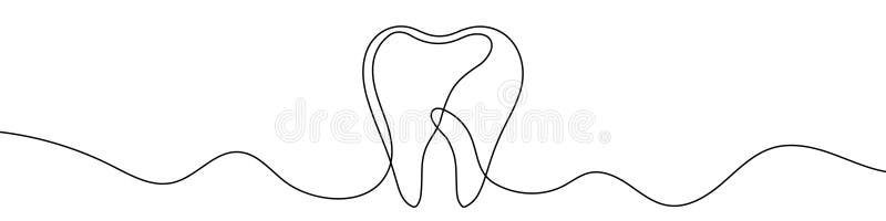 Continuous Line Drawing of Tooth. Single Line Tooth Icon. Stock Vector ...