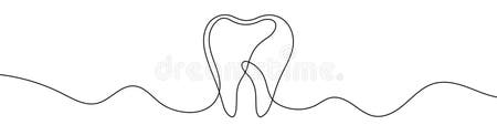 Continuous Line Drawing of Tooth. Single Line Tooth Icon. Stock Vector ...